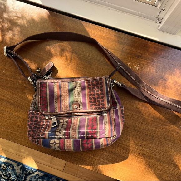 Fossil | Bags | Fossil Canvas Striped Multicolor Crossbody Bag | Poshmark